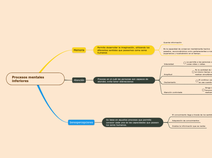 Procesos mentales inferiores - Mind Map
